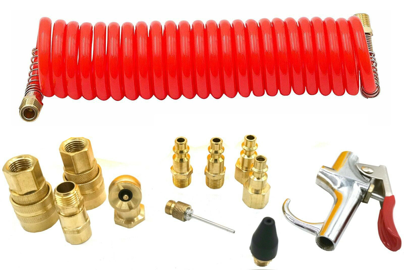 12PCS Air Compressor Accessory Pneumatic Tool Set Kit Hose Gun Tire Ga ...