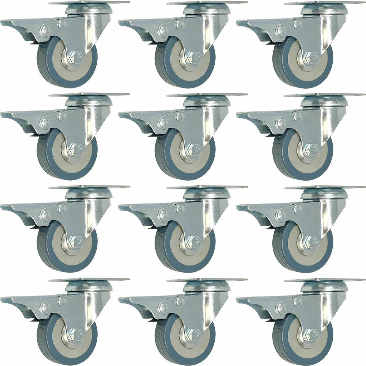 12 pack 2" Swivel Total Lock Brake Polyurethane Plate Caster PU – Y&Y Decor